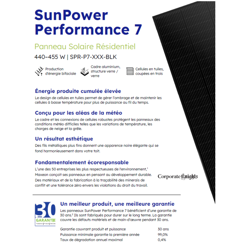 SUNPOWER Panneau AC monocristallin MAXEON 6 AC 435W | ideal solar